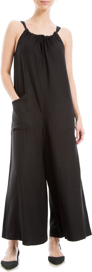 Max Studio Linen Blend Wide Leg Jumpsuit - ShopStyle
