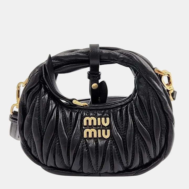 Miu Miu Black Nappa Matelasse Mini Wander Hobo - ShopStyle Shoulder Bags