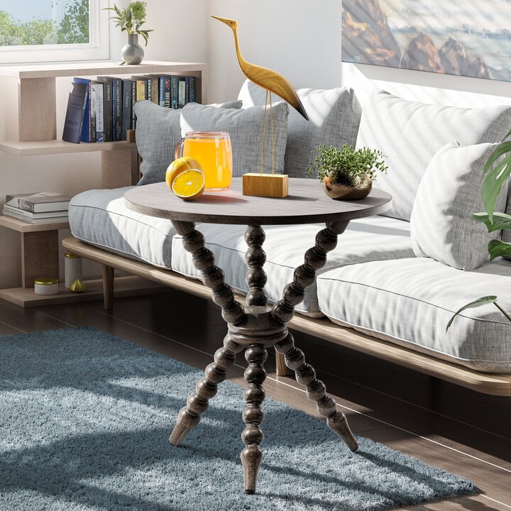 COZAYH Rustic Farmhouse End Table, Contemporary Turned Legs Spindle ...