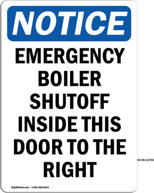 SignMission Emergency Boiler Shutoff Inside Sign - ShopStyle Home Office