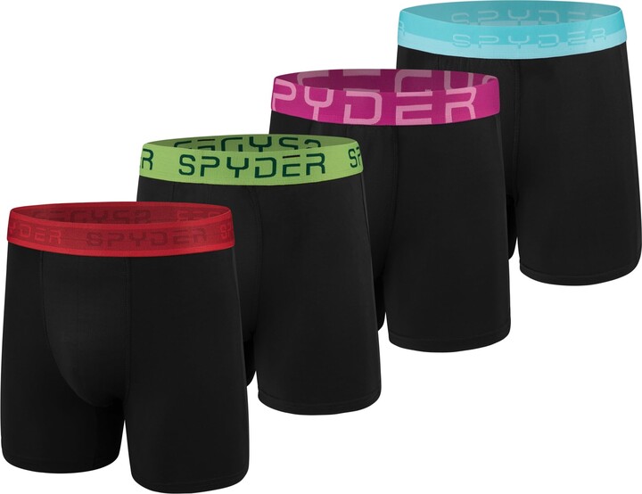 Spyder Mens Boxer Briefs 4 Pack Poly Spandex Performance Boxer Briefs ...