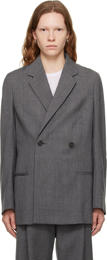 Totême Gray Double-Breasted Blazer - ShopStyle