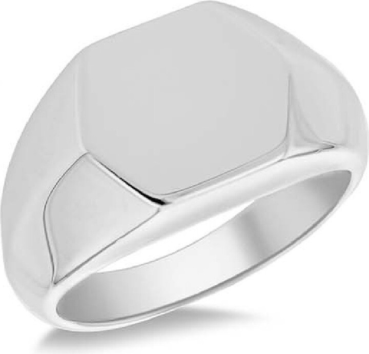 Posh Totty Designs - Sterling Silver Unisex Hexagon Signet Ring ...