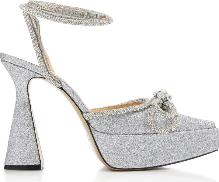 MACH & MACH Double Bow Glittered Platform Pumps - ShopStyle