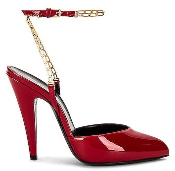 Saint Laurent Kika Chain Slingback Heels in Red - ShopStyle Pumps