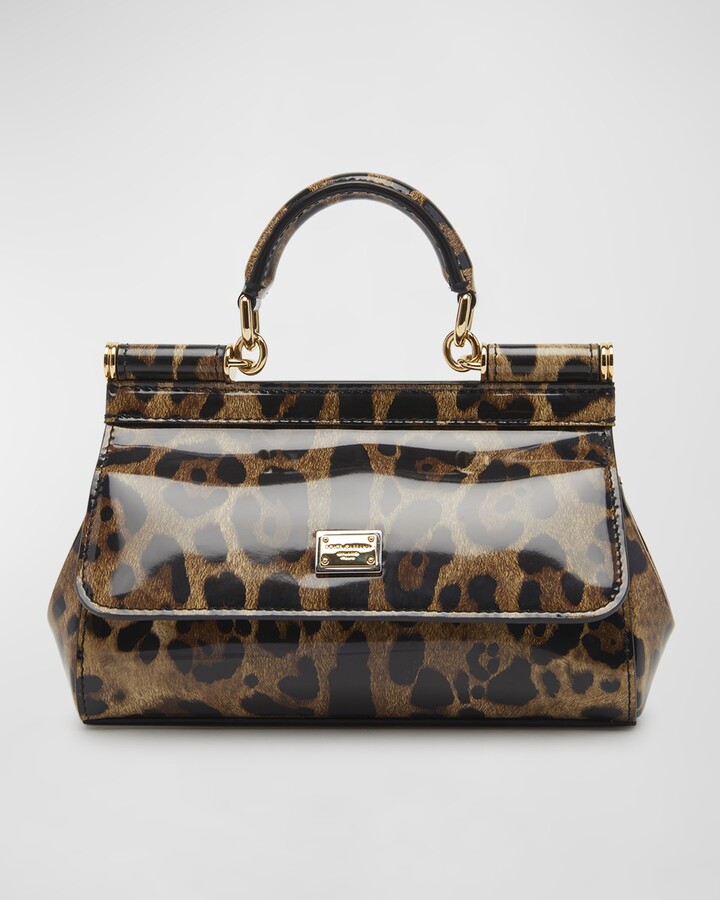 Dolce & Gabbana Sicily Patent Leopard-Print Top-Handle Bag - ShopStyle
