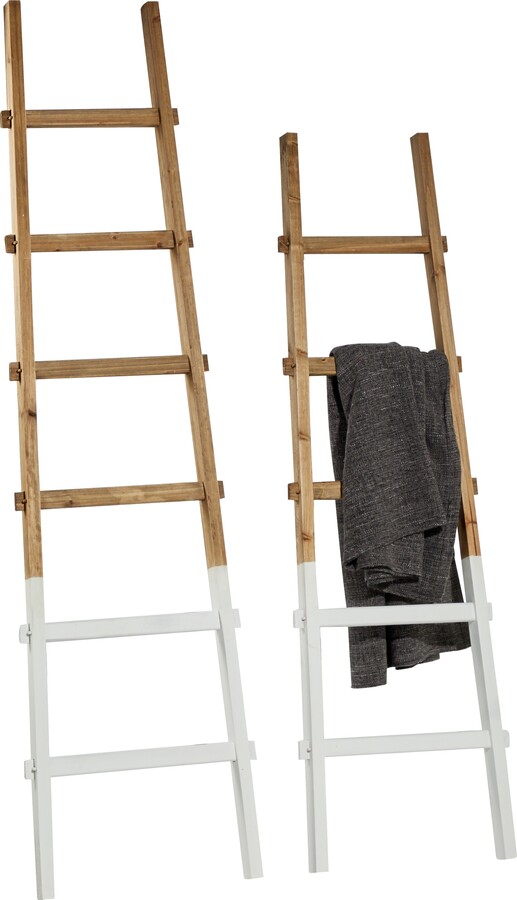 Studio 350 Brown Wood 5 and 6 Rack Partition Ladder with White Bases ...