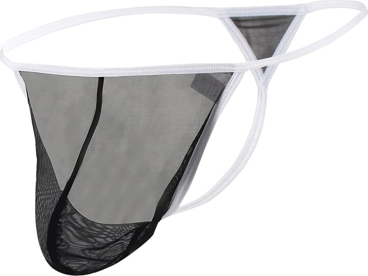 BIATWOWR Men's Thong Underwear Sexy Transparent Mesh See-Through ...