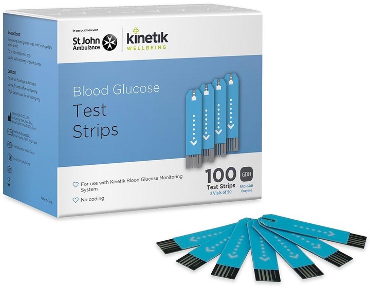 Kinetik 100 X Test Strips For Kinetik Blood Glucose Monitoring System ...