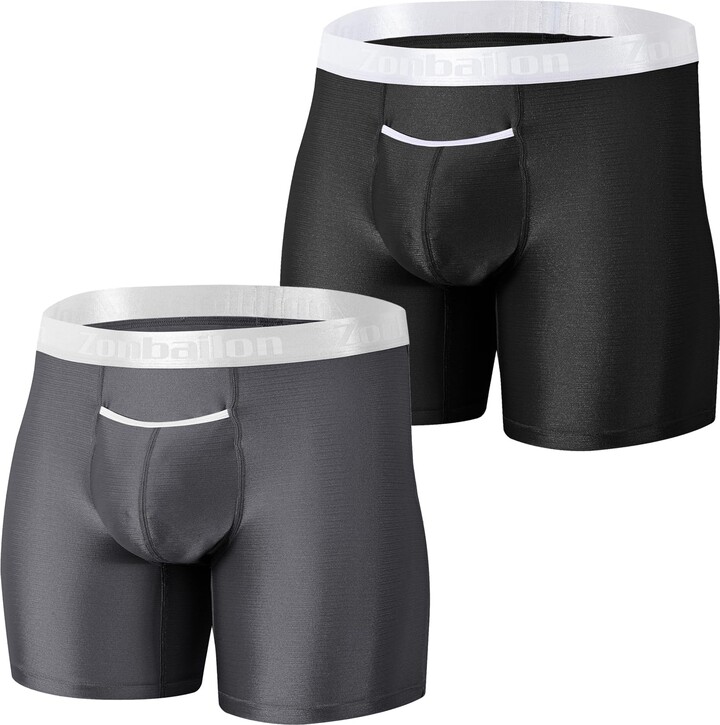 BIATWOWR 2 Pack Silk Underwear Mens Boxers Briefs Horizontal Fly Men ...