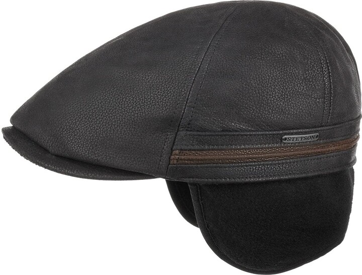 Stetson Redding Earflap Flat Cap for Men - Peaked Cap in Leather ...