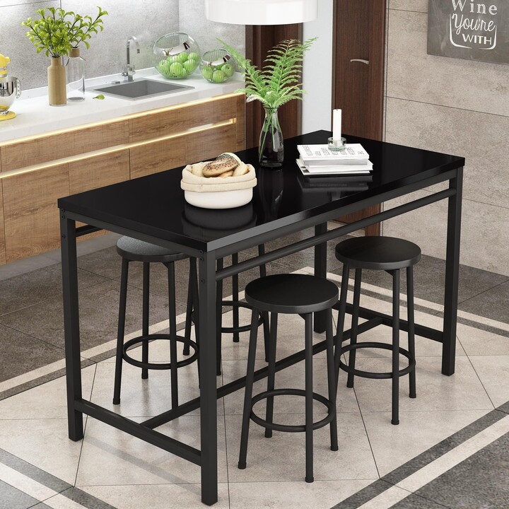 EHEK Metal Frame and MDF, Dining Table and Four Stools, Counter Height ...