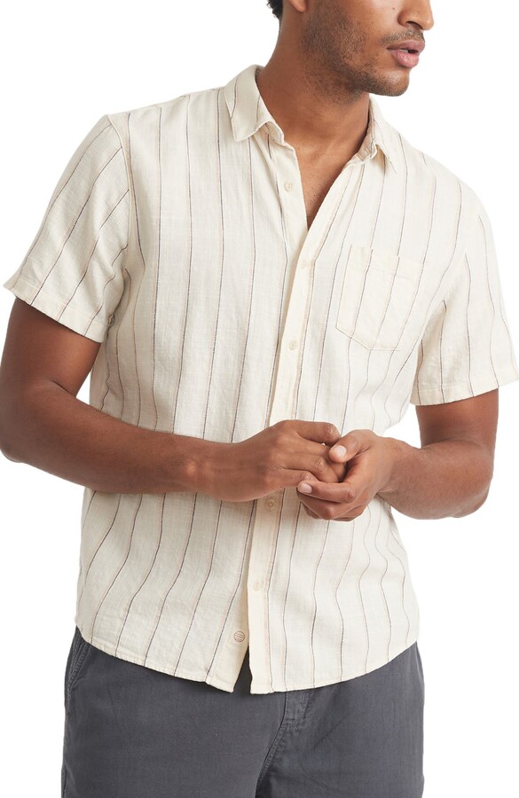 Marine Layer Selvage Stripe Short Sleeve Button-Up Shirt - ShopStyle