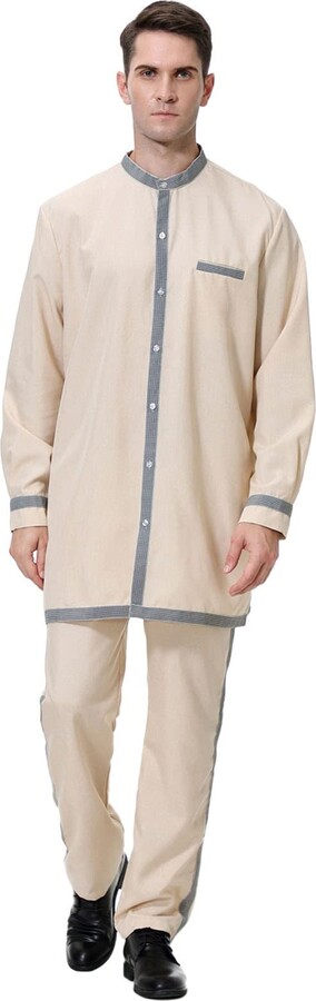 COOFANIN Valentines Day Shirt Thobe for Men Islam Black Sackcloth ...