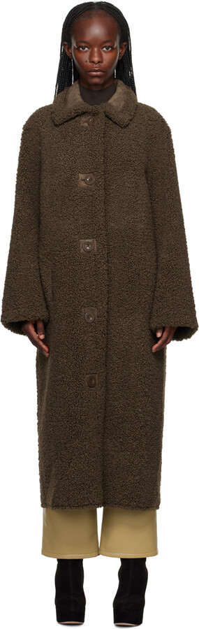 Stand Studio Brown Kenca Reversible Faux-Shearling Coat - ShopStyle