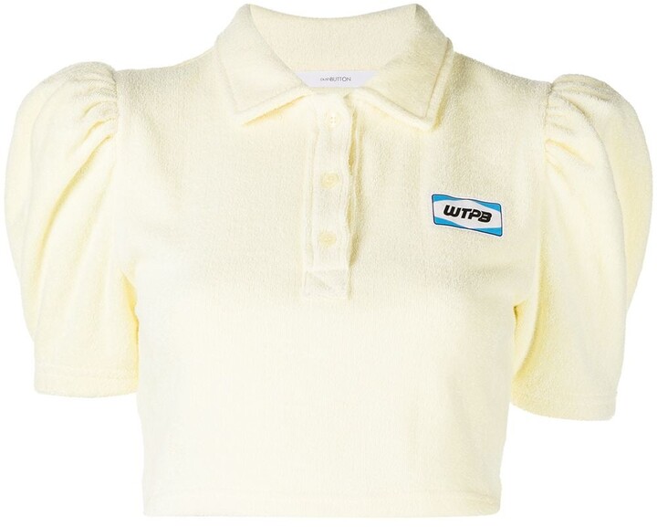 pushBUTTON Puff Sleeve Cropped Polo Top - ShopStyle