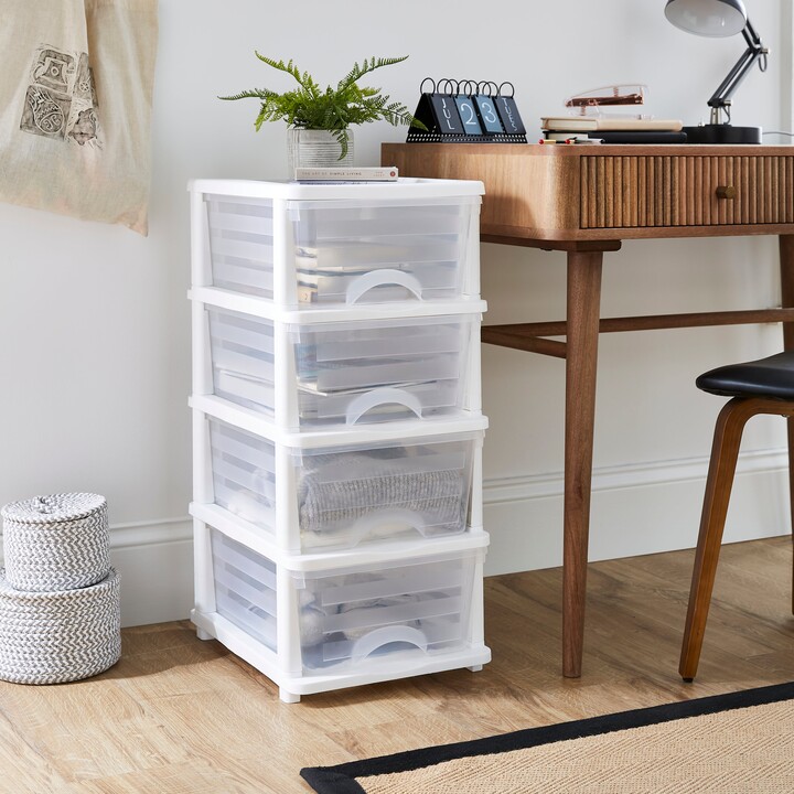 Dunelm Plastic 4 Drawer Storage Tower Unit White - ShopStyle Chests