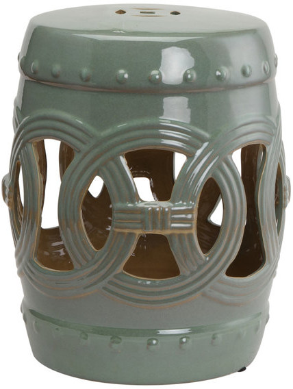 Outsunny 14" Multi-Use Ceramic Garden Stool / Round Side Table / Foot ...