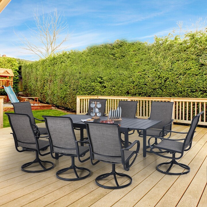 MakeYourDay 7/9-Piece Patio Dining Furniture Set with Dining Swivel ...