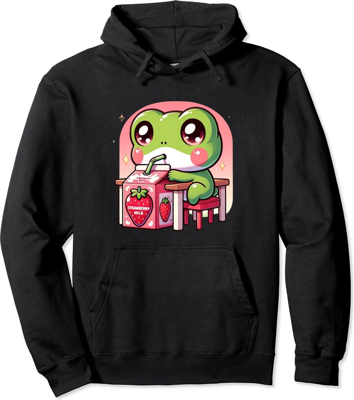 Japan Manga Anime Chibi Kawaii Kawaii Strawberry Milk Cottagecore Frog ...