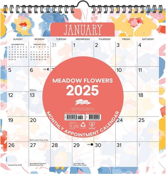 Willow Creek Press Meadow Flowers 2025 12"x12" Spiral Wall Calendar ...