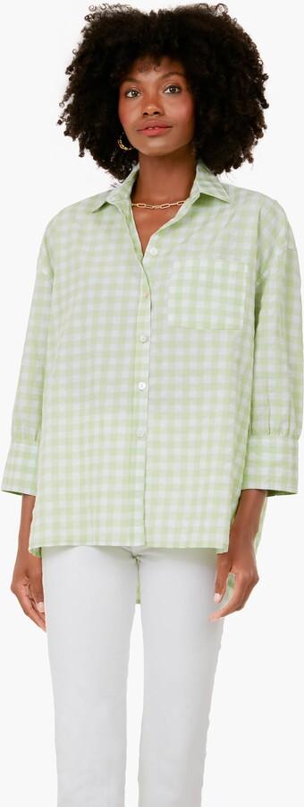 Pomander Place Green Gingham Adair Boyfriend Shirt - ShopStyle