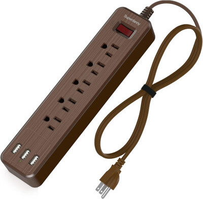 SUPERDANNY Surge Protector Power Strip Mountable Extension Cord Fire ...