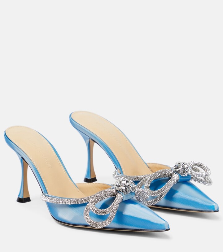 MACH & MACH Double Bow embellished patent leather mules - ShopStyle