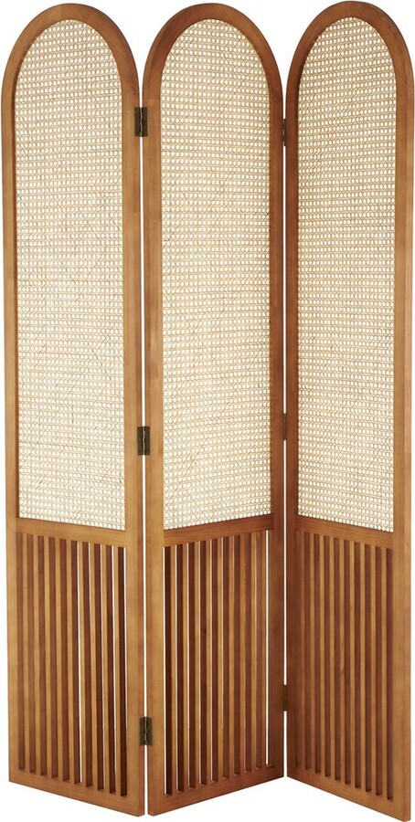 Peyton Lane Wooden Arched 3-Panel Room Divider Screen With Slatted Base ...