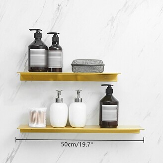 Oukaning Wall Mounted Bathroom Rectangle Shelf Golden Bath Storage Rack ...