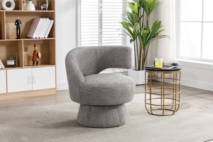 GREATPLANINC 360° Rotating Chair Round Armchairs with Wide Upholstered ...