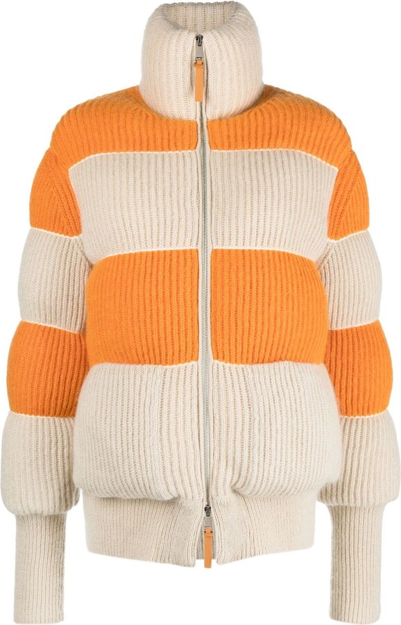 MONCLER GENIUS Neutral Striped Knit Puffer Jacket - ShopStyle