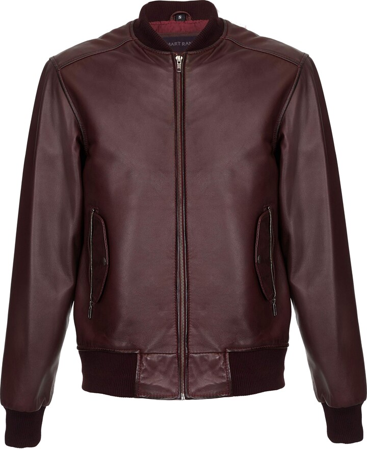 Smart Range Leather 1229 70'S RETRO BOMBER Men's Oxblood Classic Soft ...