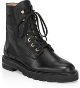 Stuart Weitzman Mila Lift Leather Combat Boots - ShopStyle