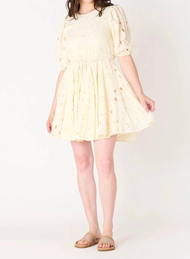 Dex Clothing Eyelet Belted Mini Dress In Ecru - ShopStyle