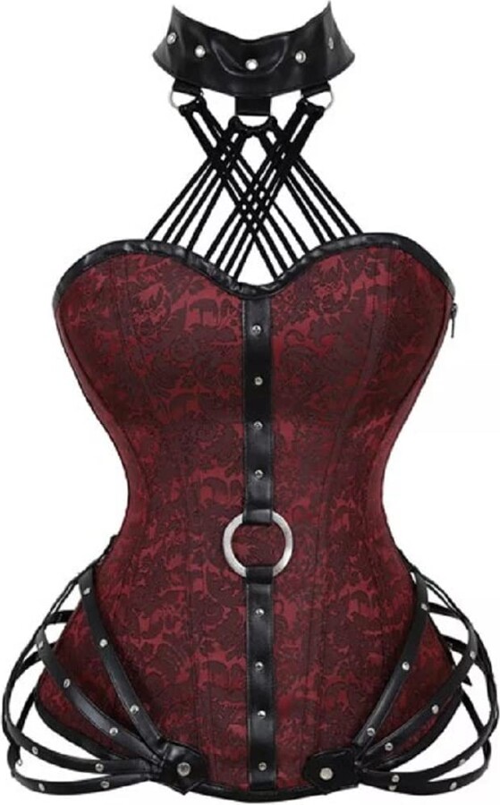 Generic Top Totty Sexy Julie Burgundy Erotic Gothic Choker Corset Top ...