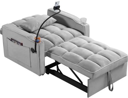 Homy Casa Convertible Sleeper Chair 3-in-1 Sofa Bed Adjustable Pull Out Sleeper Chair Multi ...