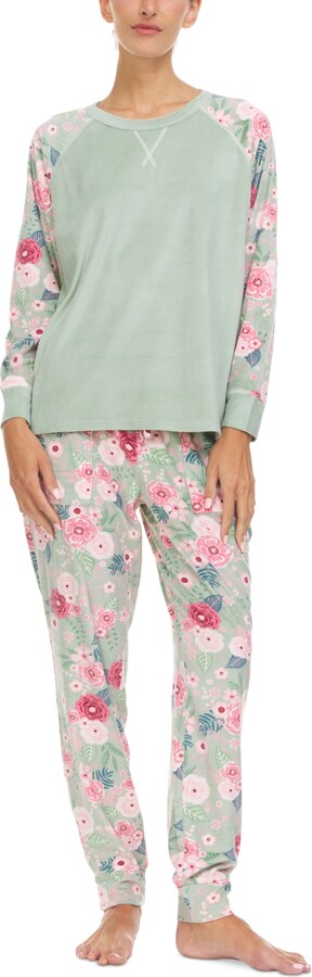 Flora by Flora Nikrooz Women's Axel Printed Velour Pajama Set - ShopStyle