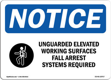 SignMission Unguarded Elevated Working Surfaces Sign with Symbol ...