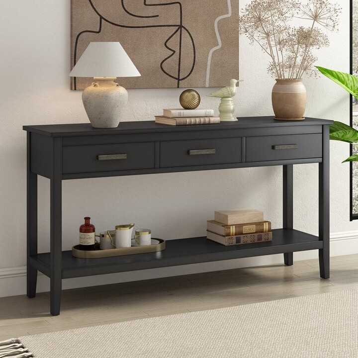 Aoolive 3-Drawer Console Table for Entryway, Narrow Sofa Tables ...