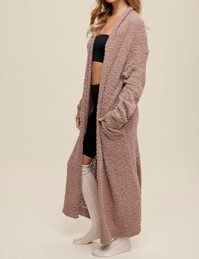 Listicle Long Robe Style Popcorn Caridgan In Toasted Almond - ShopStyle ...