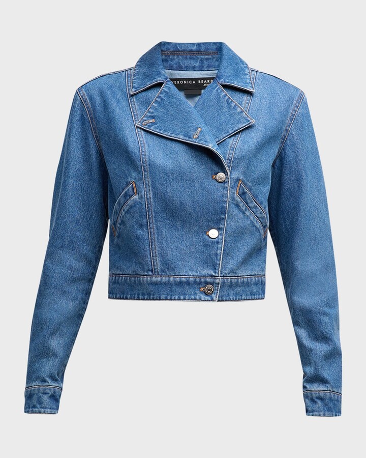 Veronica Beard Jeans Enola Cropped Denim Moto Jacket - ShopStyle