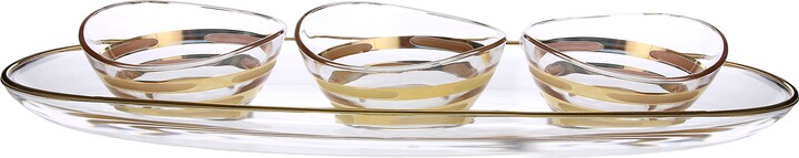 Classic Touch Decor 3 Bowl Relish Dish on Tray with 14K Gold Brick ...