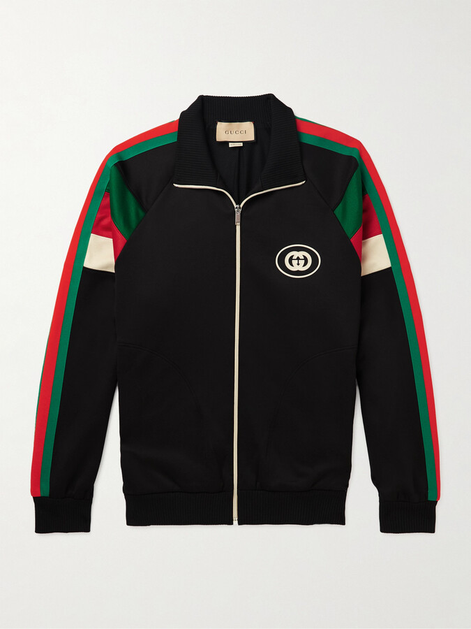 Gucci Logo-Print Striped Webbing-Trimmed Jersey Bomber Jacket - ShopStyle