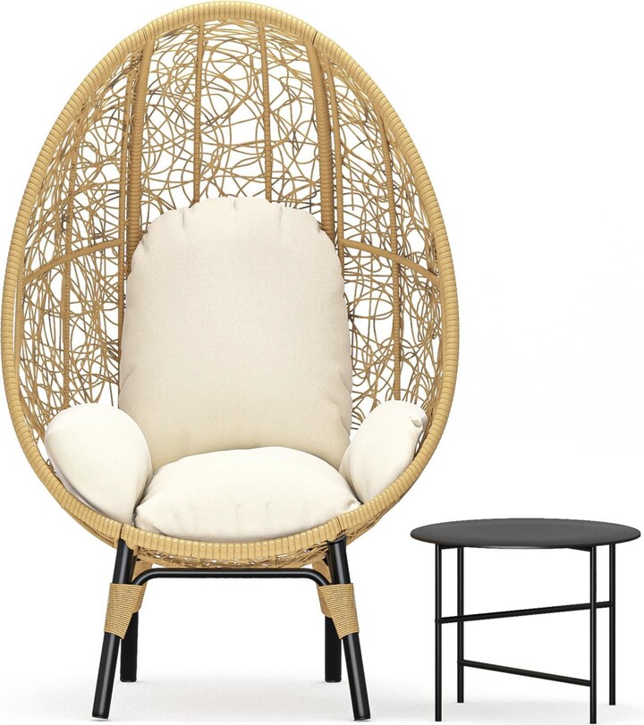 Simplie Fun Patio Pe Wicker Egg Chair Model 3 With Natural Color Rattan ...