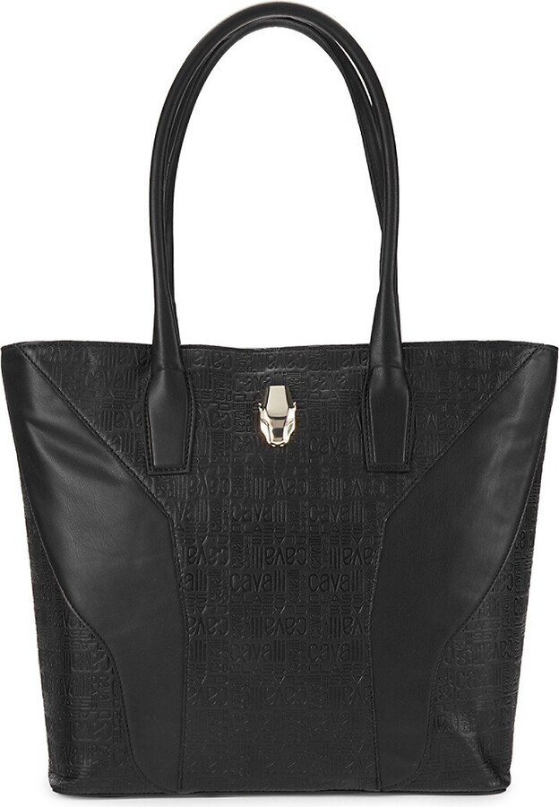 Cavalli Class by Roberto Cavalli Monogram Embossed Leather Tote - ShopStyle