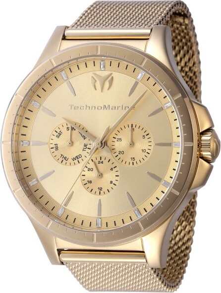 Technomarine TM-822024 Men' Moonun Day-Date Gold Tone Dial Watch ...