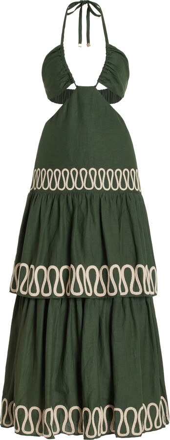 Significant Other Keava Cutout Linen-Blend Midi Dress - ShopStyle