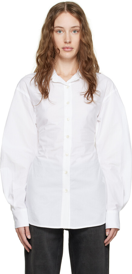 DRAE White Smocking Shirt - ShopStyle Tops