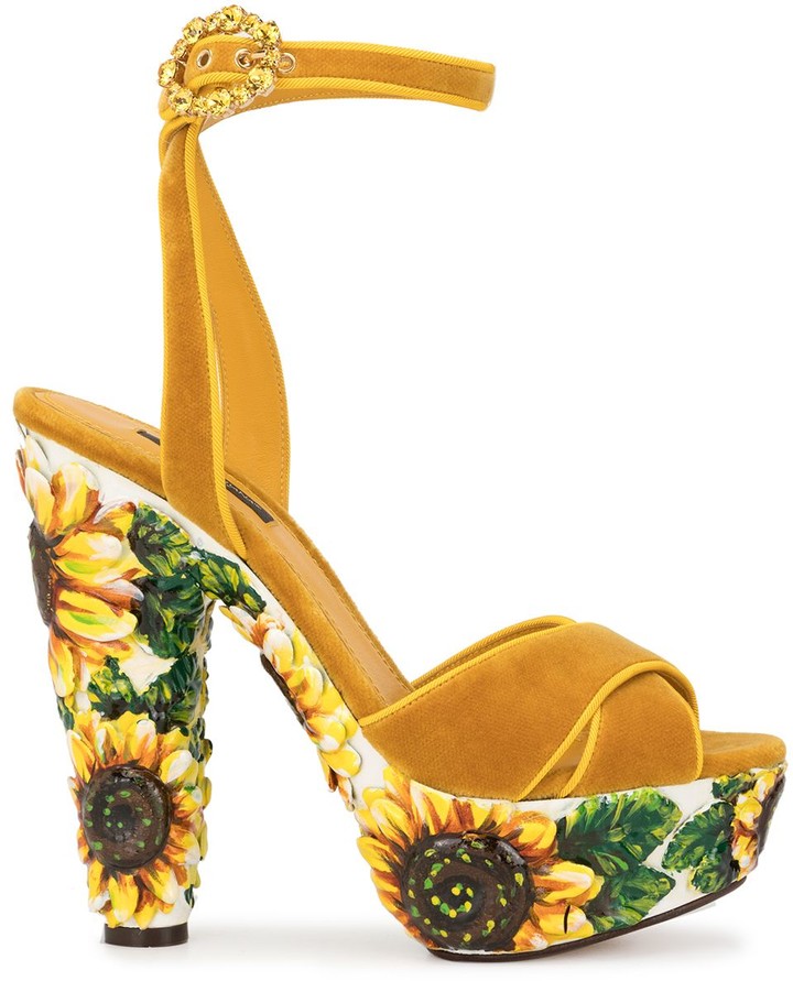 Dolce & Gabbana Sunflower Print Platform Sandals - ShopStyle